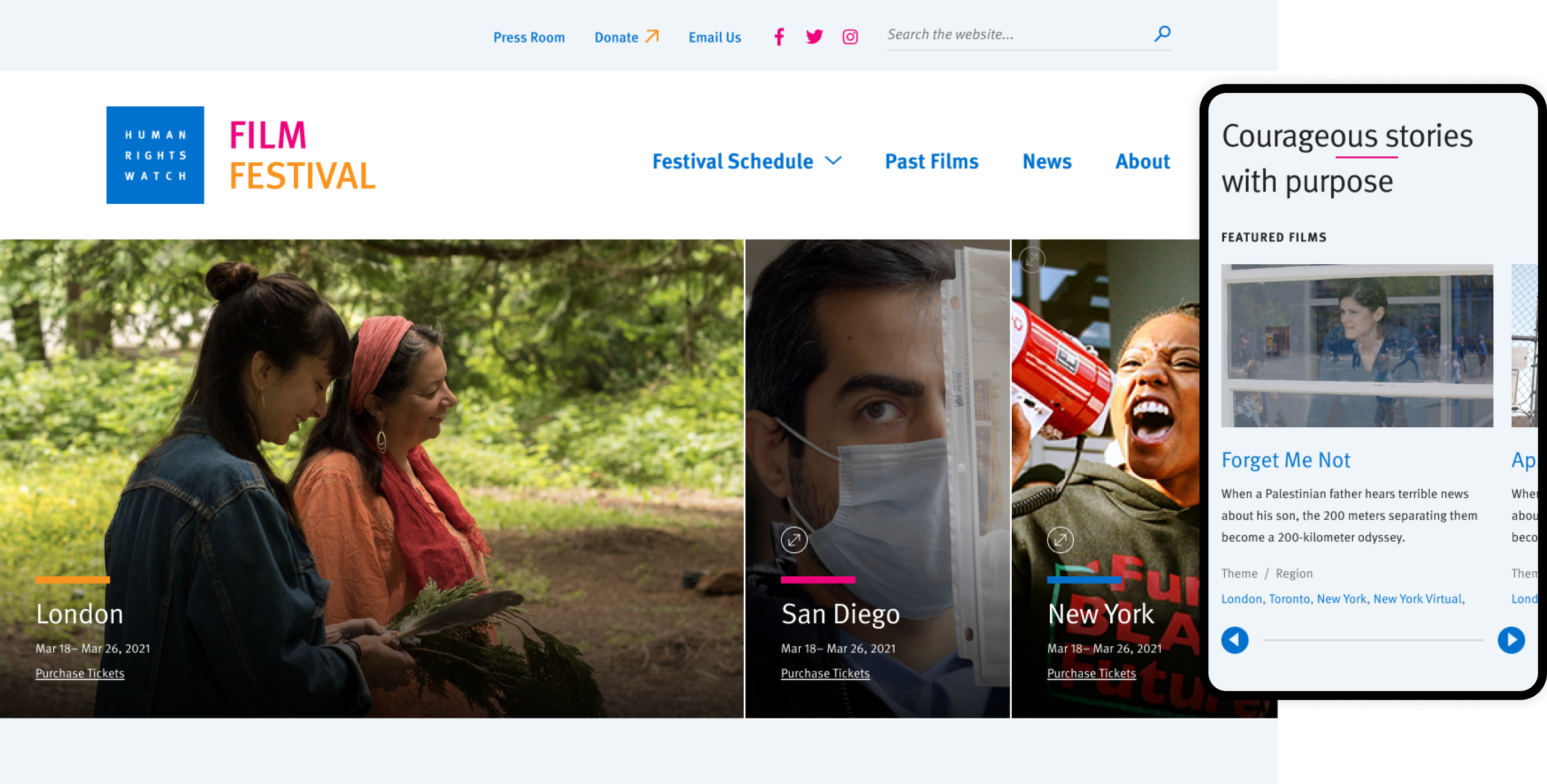 HRW Film Festival Website Redesign Aten Design Group
